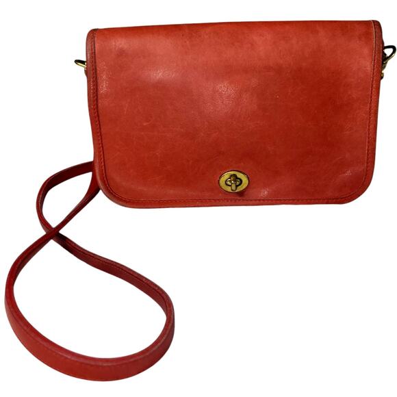 Coach | Bags | Vintage Coach Red Rust Leather Convertible Crossbody Bag ...